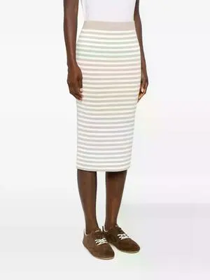 Max Mara Horizontal Stripe Pencil Skirt - Neutrals