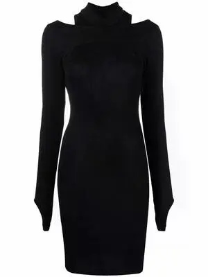 Helmut Lang Ribbed Cut-out High-neck Dress