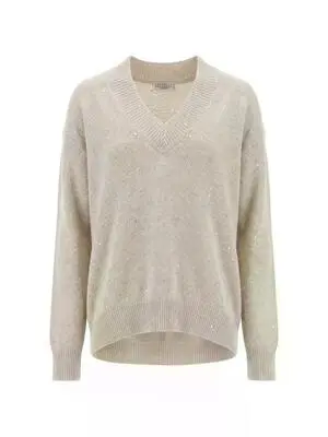Brunello Cucinelli Sequin-embellished V-neck Sweater