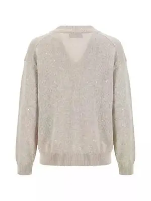 Brunello Cucinelli Sequin-embellished V-neck Sweater