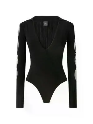 Pinko Ribbed Bodysuit With Cut-out Detailing And Sheer Panels