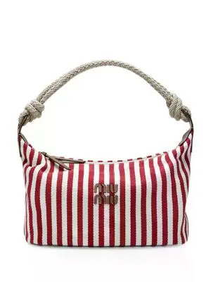 Miu Miu Striped Shoulder Bag With Rope Handle - Red