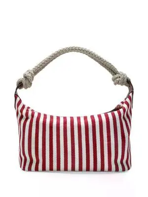 Miu Miu Striped Shoulder Bag With Rope Handle - Red
