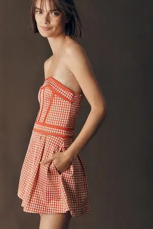 Maeve Strapless Romper - Red Pattern
