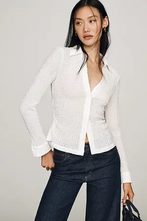 Sanctuary Juno Textured Buttondown Shirt - Chalk