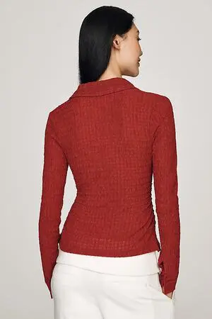 Sanctuary Juno Textured Buttondown Shirt - Red Berry