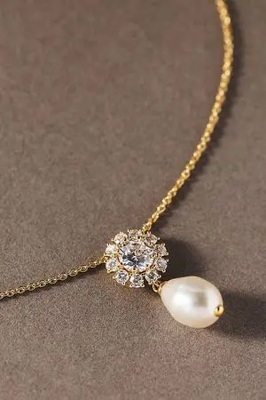 Nadri Sunflower Pearl Drop Necklace