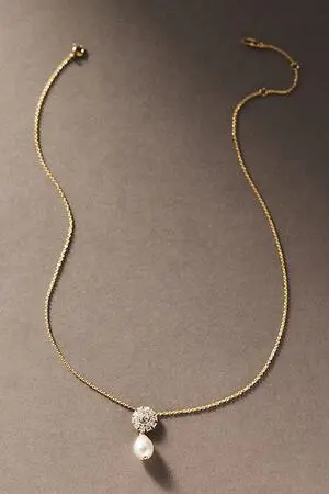 Nadri Sunflower Pearl Drop Necklace