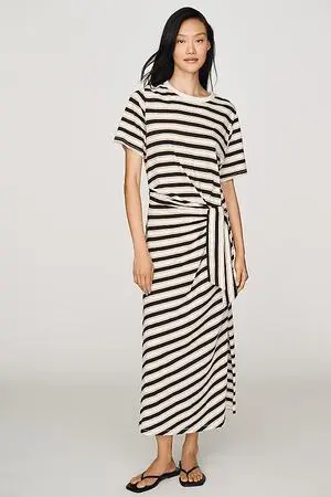 Rag & Bone Cotton Slub T-shirt Dress - Cream Multi