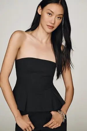 Anthropologie Strapless Peplum Top Black