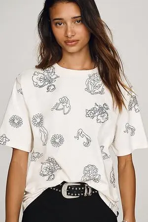 Scotch & Soda Cotton Embroidered Tee - Eggnog