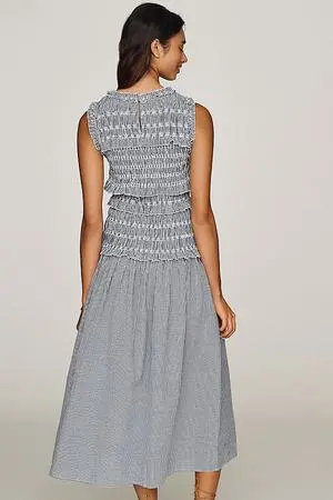 ROWING BLAZERS Cotton Smocked Midi Dress