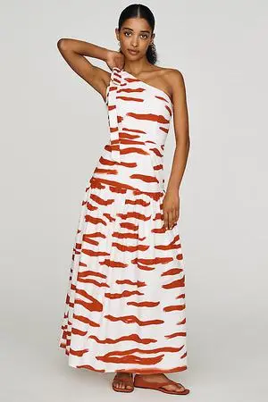 DE LORETA Petite Palma Cotton Maxi Dress - Red Pattern