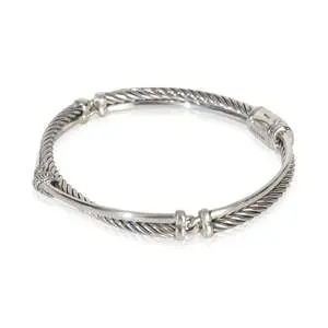 David Yurman Sterling Silver Diamond Crossover X Bracelet