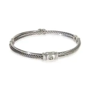 David Yurman Sterling Silver Diamond Crossover X Bracelet