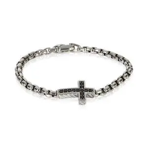 David Yurman Sterling Silver Diamond Cross Station Bracelet - Sterling_silver