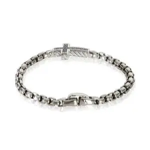 David Yurman Sterling Silver Diamond Cross Station Bracelet