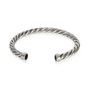 David Yurman Sterling Silver Onyx Cable Cuff Bracelet - Sterling_silver