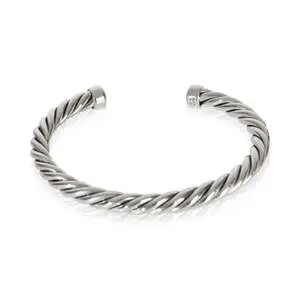 David Yurman Sterling Silver Onyx Cable Cuff Bracelet