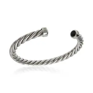 David Yurman Sterling Silver Onyx Cable Cuff Bracelet