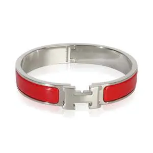 Hermès Clic H Bracelet In Palladium Plated Metal With Enamel Detailing - Palladium_plated