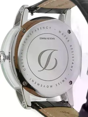 S.t. Dupont Hyperdome 43mm Stainless Steel Watch With Embossed Leather Strap