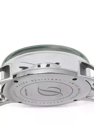 S.t. Dupont Hyperdome 43mm Stainless Steel Watch With Embossed Leather Strap