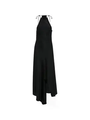 Victoria Beckham Halter-neck Asymmetric Hem Midi Dress - Black