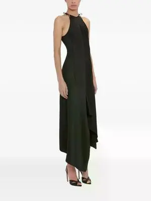 Victoria Beckham Halter-neck Asymmetric Hem Midi Dress - Black