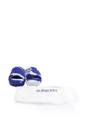 Burberry Towelling Slippers With Graphic Print - Blue