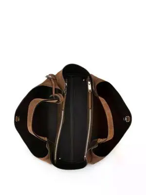 TOD'S Suede Bag With T Timeless Detail - Brown