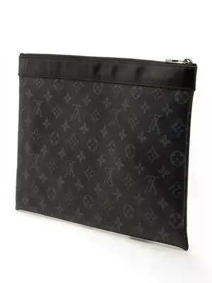 LOUIS VUITTON Monogram Eclipse Discovery Pochette Gm Clutch Bag - Black