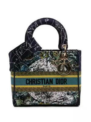 Dior Medium Embroidered Canvas Zodiac Lady D Lite Satchel - Blue