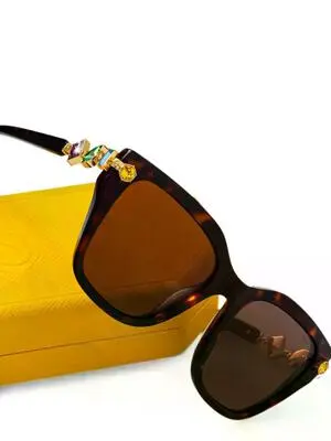 SWAROVSKI Crystal-embellished Tortoiseshell Effect Square Frame Sunglasses