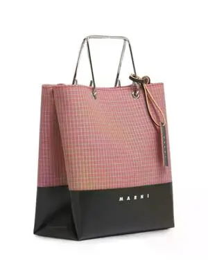 Marni Checked Tote Bag With Metal Handles