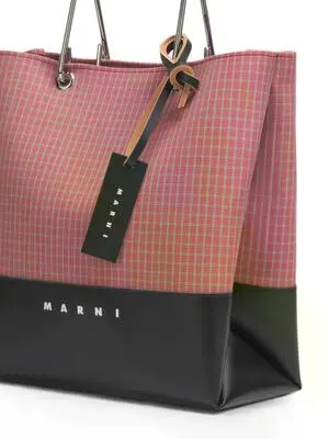 Marni Checked Tote Bag With Metal Handles