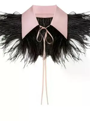 La DoubleJ La Scala Feather-trim Shirt Collar