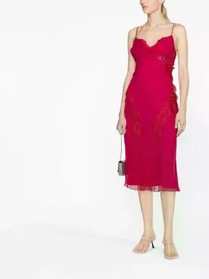 Alberta Ferretti Embroidered Silk Midi Dress