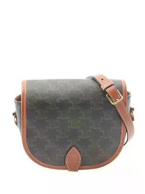 Celine Medium Triomphe Coated Canvas Folco Crossbody Bag