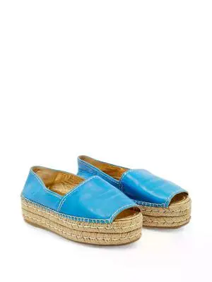 Prada Leather Platform Espadrilles