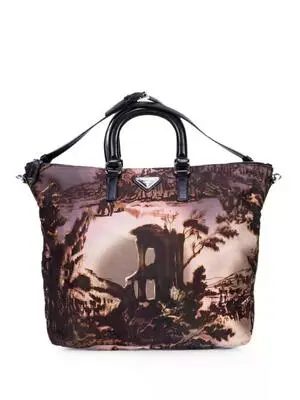 Prada Tessuto Temple Print Tote Bag