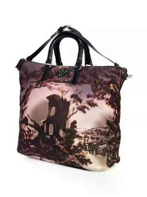 Prada Tessuto Temple Print Tote Bag
