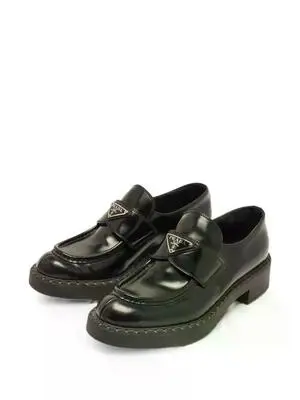 Prada Enamel Triangle Logo Plaque Loafers