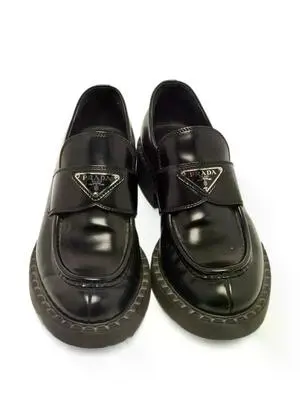 Prada Enamel Triangle Logo Plaque Loafers