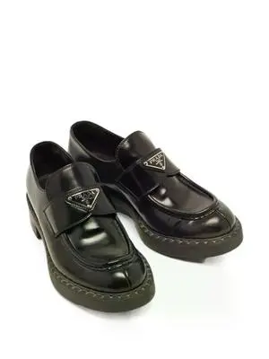 Prada Enamel Triangle Logo Plaque Loafers