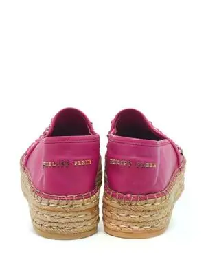 Philipp Plein Leather Star-studded Platform Espadrilles