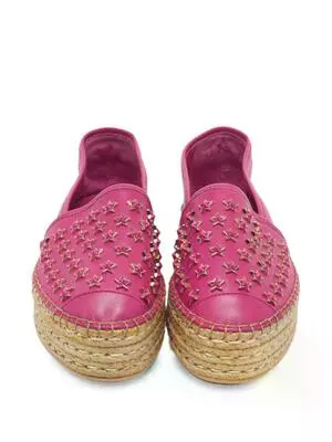 Philipp Plein Leather Star-studded Platform Espadrilles