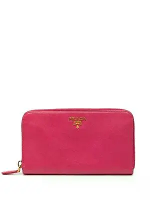 Prada 2015-2026 Saffiano Zip Around Wallet Long Wallets - Pink