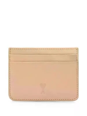 AMI Paris Cowhide-leather Card-holder With De Coeur - Neutrals