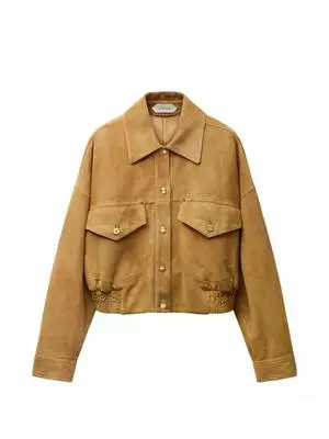 Versace Suede Blouson Jacket With Embossed Logo